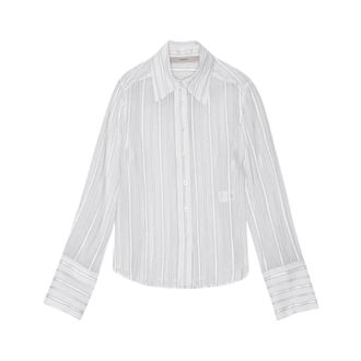 Remain Elegantes Gestreiftes Strickhemd - - Blouses & Shirts - Damen - Wei&szlig; - L