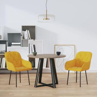 vidaXL Chaises à manger lot de 2 Jaune Velours Vidaxl