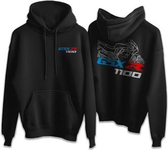 Generic GSX-R 1100 (1986-1998) Sweat &agrave; capuche pour homme et femme, cadeau amateur de motard, Noir - 1993-1998, 5X-Large