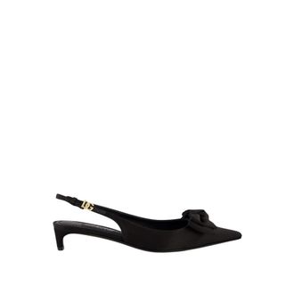 Dolce & Gabbana Schwarze Satin-Bogen Slingbacks - - Shoes - Damen - Schwarzk - 39 EU