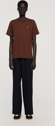 Sandro T-shirt &agrave; logo en cuir