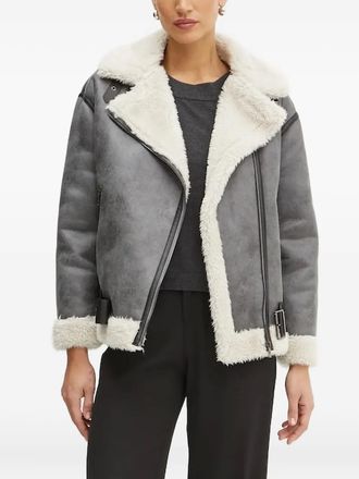 Liu Jo veste en peau lainée à taille ceinturée - Gris