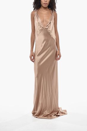 Saint Laurent Enganliegendes Maxikleid Aus Satin Mit &Uuml;berkreuzten Tr&auml;gern Saint Laurent