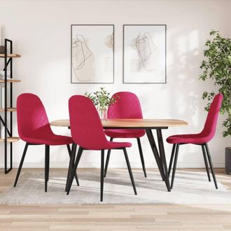 vidaXL Vidaxl - Chaises &agrave; manger lot de 4 Rouge bordeaux Velours