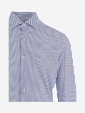 Alessandro Gherardi Mens Shirt Stretch Jersey Light Blue Nylon