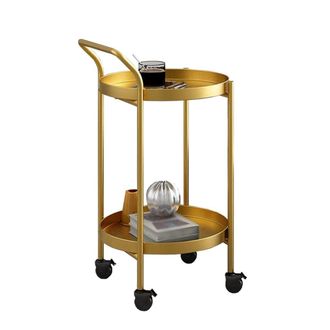 Generic K&uuml;chenwagen Barwagen aus Metall, runder Mini-Getr&auml;nke-Drehwagen, schmaler Getr&auml;nkewagen, Rollwagen mit R&auml;dern, dekoratives Servierregal, Beistelltisch