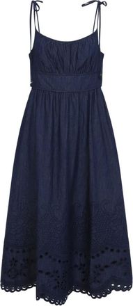 Zimmermann Robe midi en denim brod&eacute; Mahon - Femme - Robes - Bleu - Taille: 42 FR