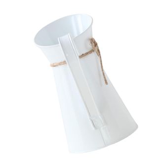 Lurrose Rustikale Metallblumenvase Vintage Blumentopf für Trocken Frischblumen Dekorativer Blumenbehälter im Landhausstil für Tischdeko Balkon und Hochzeit We