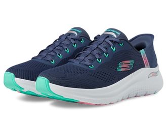 Skechers Womens Hands Free Slip-ins Arch Fit 2.0-Easy Chic Sneaker, Marineblau/T&uuml;rkis, 35.5 EU