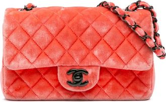 Chanel Hobo Bags - Mini Rectangular Classic Velvet Single Flap - Gr. unisize - in Orange - für Damen