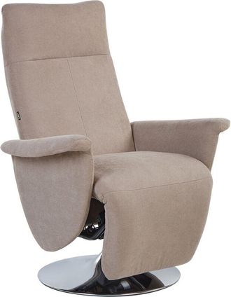 Beliani Sessel Taupe Stoff mit Relaxfunktion Armlehnen Standfu&szlig; Hohe R&uuml;ckenlehne Elektrisch Verstellbar Fu&szlig;teil zum Aufklappen Modern Wohnzimmer