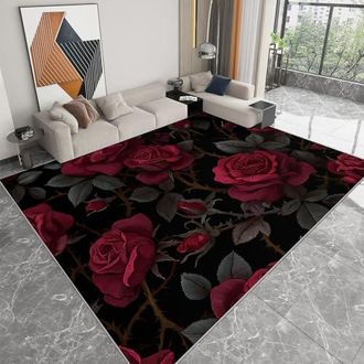 Generic Rétro Bohème Animal Os De Vache Tapis Lavable en Machine 160 x 230 cm Paillasson imprimé antidérapant à Poils Courts pour Salon Chambre denfant Chambr