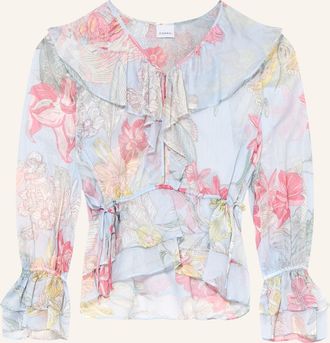 Comma Comma Blusenshirt Mit Volants blau