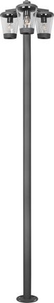 Trio Leuchten Außen Stehleuchte Cavado 411060342, Aluminium Druckguss Anthrazit, Kunststoff klar, exklusiv Leuchtmittel 3x E27