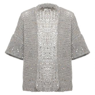 PANICALE Strickjacke mit Paillettenbesatz - - Knitwear - Damen - Grau - S