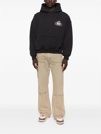 Rhude Logo-Print Cotton Hoodie - Black
