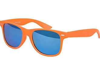 Balinco Lunettes de soleil UV400 CAT 3 CE Rubber - avec charni&egrave;re &agrave; ressort pour femmes & hommes (orange - bleu miroit&eacute;)