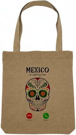 Fabulous Sac Shopping Tote Bag Aspect Lin - Mexico Is Calling Me Culture Travel - Sac de Courses Toile Epaisse 360g Beige Naturel Cabas Port&eacute; Epaule Solide Imp