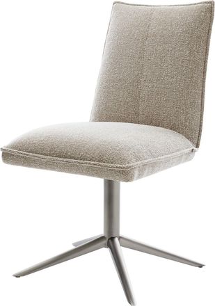 DELIFE Esszimmerstuhl Lelio-Flex Fu&szlig;kreuz Graphit Webstoff Soft Beige 360&deg; drehbar Wippfunktion Taschenfederkern