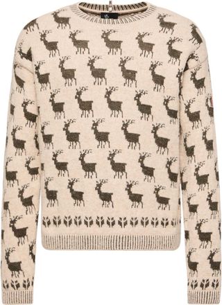 Moncler Moncler Pull Moose En Jacquard De Laine Et Alpaga M&eacute;lang&eacute;s, Homme, Beige, Taille: Xxl