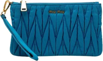 Miu Miu Pre-owned Sacoche matelass&eacute;e en nylon - Femme - Pre-owned - Bleu - Taille: ONE Size