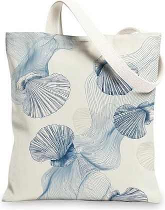 Generic Sacs fourre-tout en toile docéan, sacs à provisions réutilisables, sacs à provisions réutilisables, modernes, minimalistes, légers, lavables en toile 