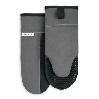 KitchenAid Beacon zweifarbiges rutschfestes Ofenhandschuh-Set, Kontur-Silber/Onyx-Schwarz, 14,6 x 33 cm, 2 St&uuml;ck