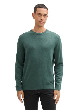 Tom Tailor Herren 1039805 Strickpullover mit Crewneck, 30358 - Green Dust Melange, XXL