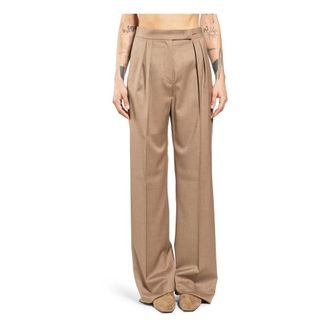 Max Mara Femme, Pantalons, Brun, Taille: 38 FR Wool Twill Pantalons
