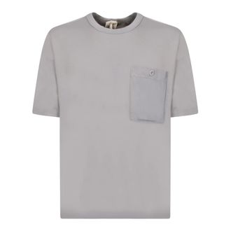 Ten c Homme, Tops, Gris, Taille: M T-Shirt Gris avec Poche Plaquée sur la Poitrine