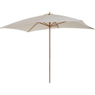 OUTSUNNY Parasol droit rectangulaire bois polyester haute densit&eacute; 2,95L x 2l x 2,55H m cr&egrave;me