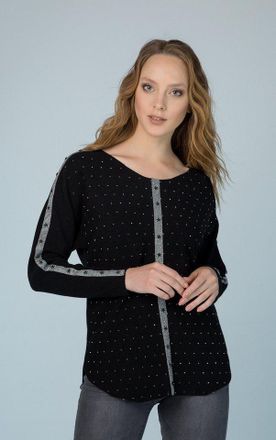 Passioni Strickpullover mit Sterndetail und Strass