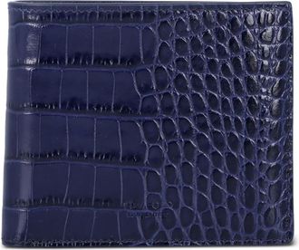Tom Ford portefeuille pliant &agrave; effet peau de crocodile - Bleu