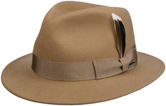 Stetson Chapeau en Laine Bradner Traveller Homme - de Feutre Outdoor avec Ruban Gros Grain Automne-Hiver Hiver - M (56-57 cm) Beige