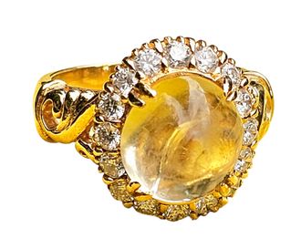 Bespoke Vintage Natural Quartz And Diamond Cluster Ring