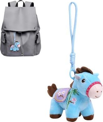 Generic Porte-cl&eacute;s en forme de cheval, pendentif en peluche, porte-cl&eacute;s 2026, Nouvel An, pour sac &agrave; dos, petit ami, fille, femme, voiture, Saint-Valentin, No&euml;