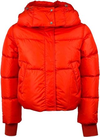 Add Femme, Vestes, Rouge, Taille: 34 FR Doudoune avec Capuche Amovible