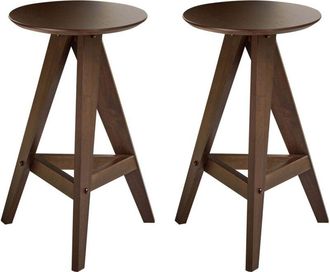 Beliani Set mit 2 Barhockern AROMA Holz Dunkelbraun