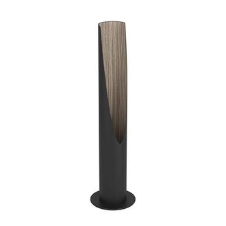 Eglo Lampe de chevet Barbotto, lampe de table avec lumière indirecte, luminaire de salon, métal noir et bois chêne, éclairage avec ampoule GU10, 40 cm, bla