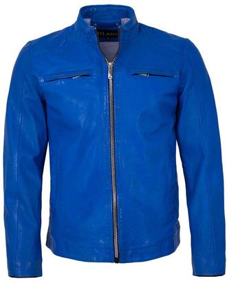 Jilani Lederjacke Kawelo Jilani - Herren Lederjacke Lammnappa blau