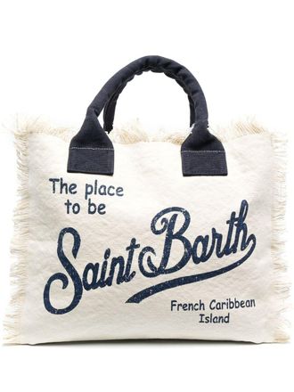 MC2 Saint Barth sac cabas Vanity &agrave; franges - Tons neutres