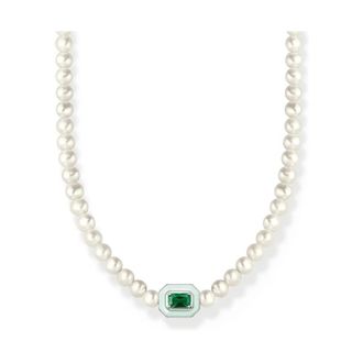 Thomas Sabo Thomas Sabo Halskette mit wei&szlig;en Perlen und gr&uuml;nem Stein Ke2183-082-6-L42V - - Accessories - Damen - Wei&szlig; - ONE SIZE