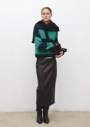 Mango Gestreifter Strickpullover grün - Damen - XS - MANGO