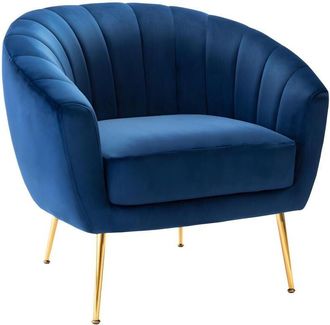 Vente-Unique Fauteuil cabriolet en velours PABLITO - Bleu roi