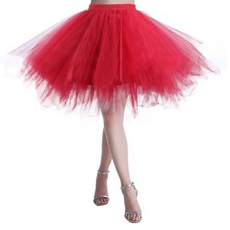 Generic Jupe Tutu Femme Tulle- Mini Jupe Sexy Taille Haute-D&eacute;guisement Carnaval Femme Couleur Unie Classique Tutu A-Line Adulte Jupes Pliss&eacute; Chic Mode Taille 