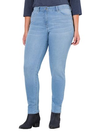 Ulla Popken Damen große Größen Übergrößen Plus Size Jeans Sarah, Ziersteine, schmales Bein Light Blue 28 830525901-28