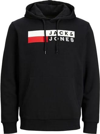 Jack & Jones Sweat &agrave; Capuche Pull Basique Grande Taille, Couleurs:Noir, Taille Chandail:XXL