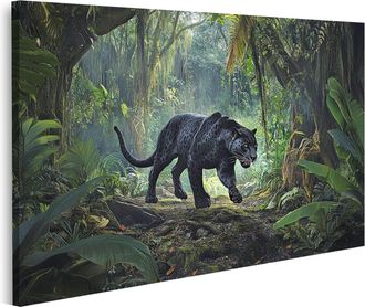 Islandburner Bild auf Leinwand Schwarzer Panther im grünen Dschungel der Amazonas Region Bilder Wandbilder Poster