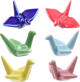 Pretyzoom TOPBATHY 6st&uuml;cke Essst&auml;bchenablage Aus Keramik Paper Crane Design St&auml;bchenst&auml;nder F&uuml;r Messer L&ouml;ffel Gabeln Haltbare Ablage F&uuml;r Essst&auml;bchen Utensilien 