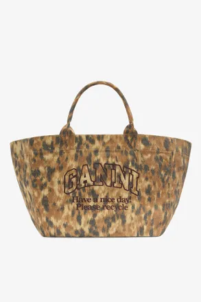 Ganni XXL-Tote in Ikat-Webtechnik mit Animalprint Burro
